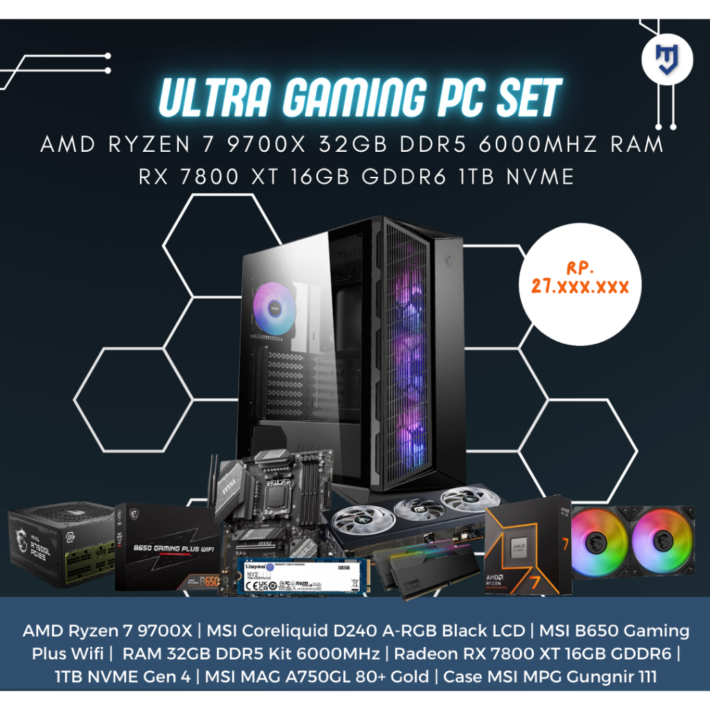 Jual PC ULTRA GAMING SET Ryzen 7 9700X with RX 7800XT 16GB GDDR6 ...