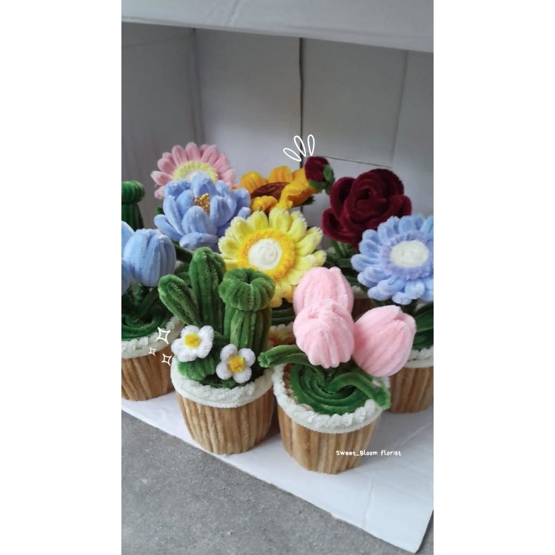 Jual Flower pot kawat bulu + Free Box Mika BISA REQ WARNA TULIS DI NOTE ...