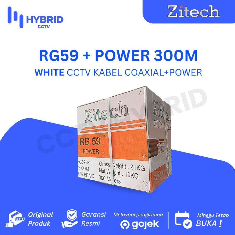 Jual Kabel Coaxial ZItech RG59+Power 100m,300m Cable CCTV Warna Putih ...