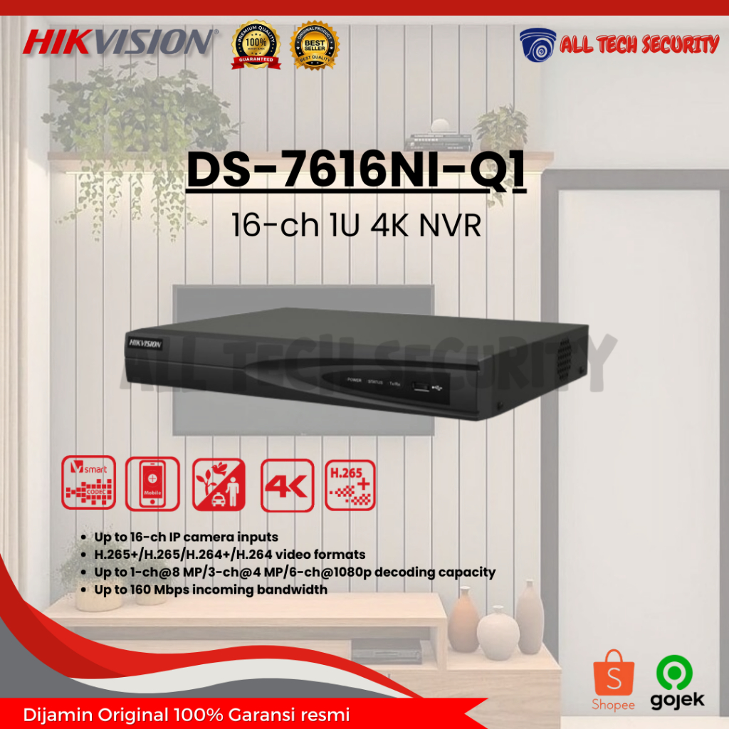 Jual Hikvision DS-7616NI-Q1 16-ch 1U 4K NVR/ 16 Channel | Shopee Indonesia