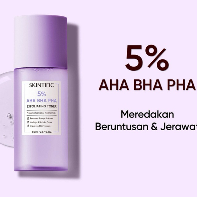 Jual SKINTIFIC 5% AHA BHA PHA EXFOLIATING TONER FACE [ 80 ML ] - EKSFOLIASI WAJAH GLOW AND ...