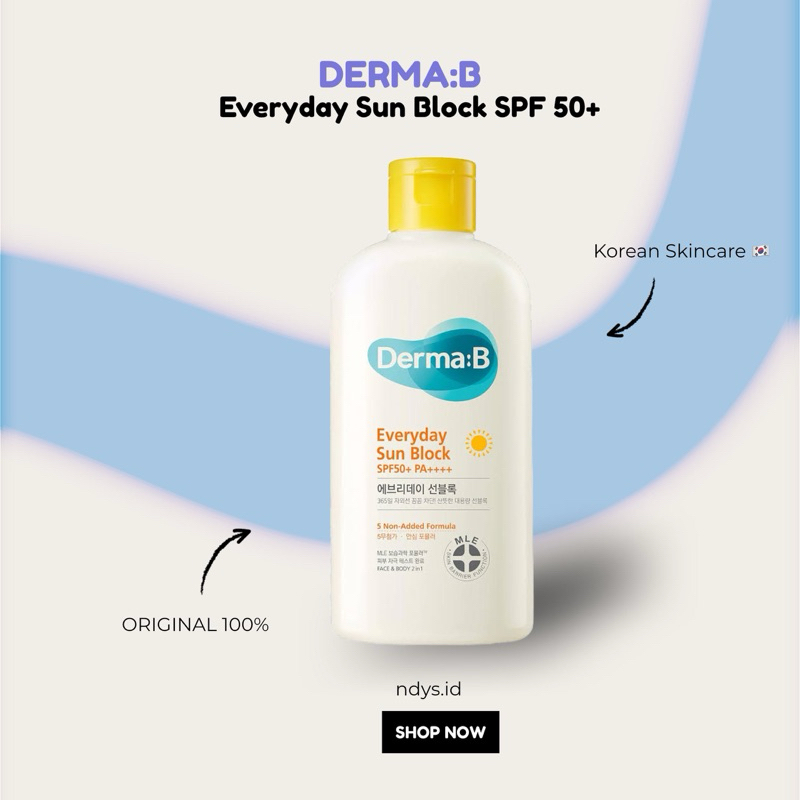 Jual DERMA:B Everyday Sun Block SPF 50+ PA++++ 200ml | Shopee Indonesia