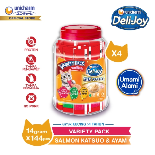 Jual Deli-Joy Toples Variety Salmon, Katsuo & Ayam 14gr x 36 Snack ...