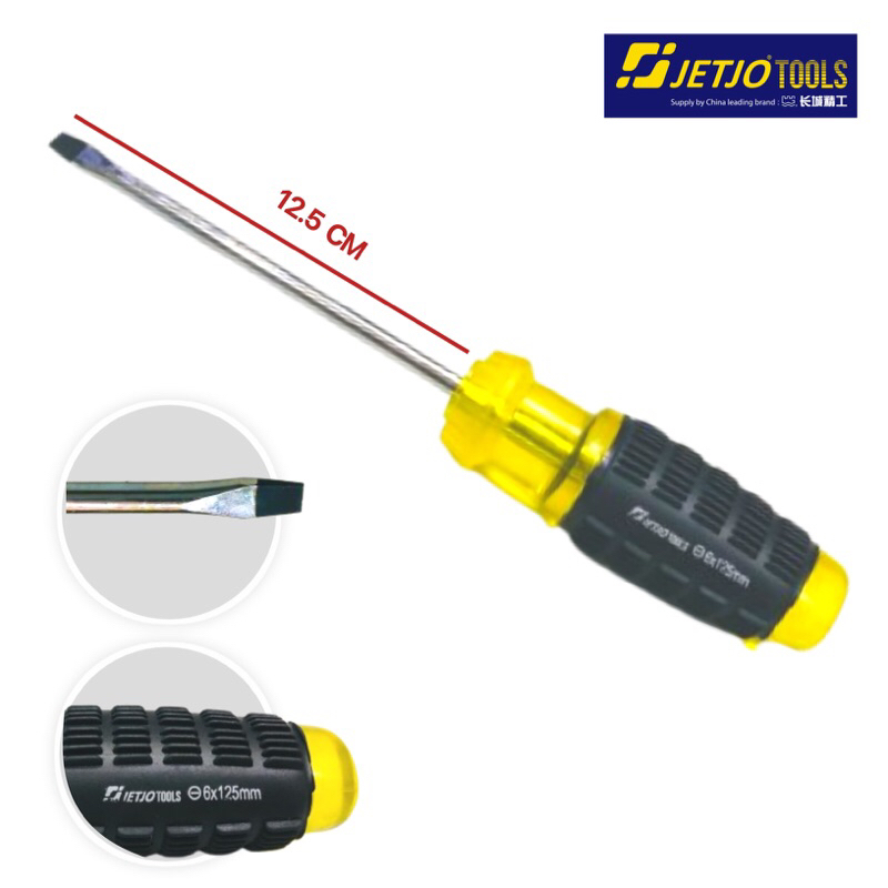 Jual Obeng Minus Magnet Plus JETJO TOOLS PH2 6 x 125mm Panjang 12.5 cm ...
