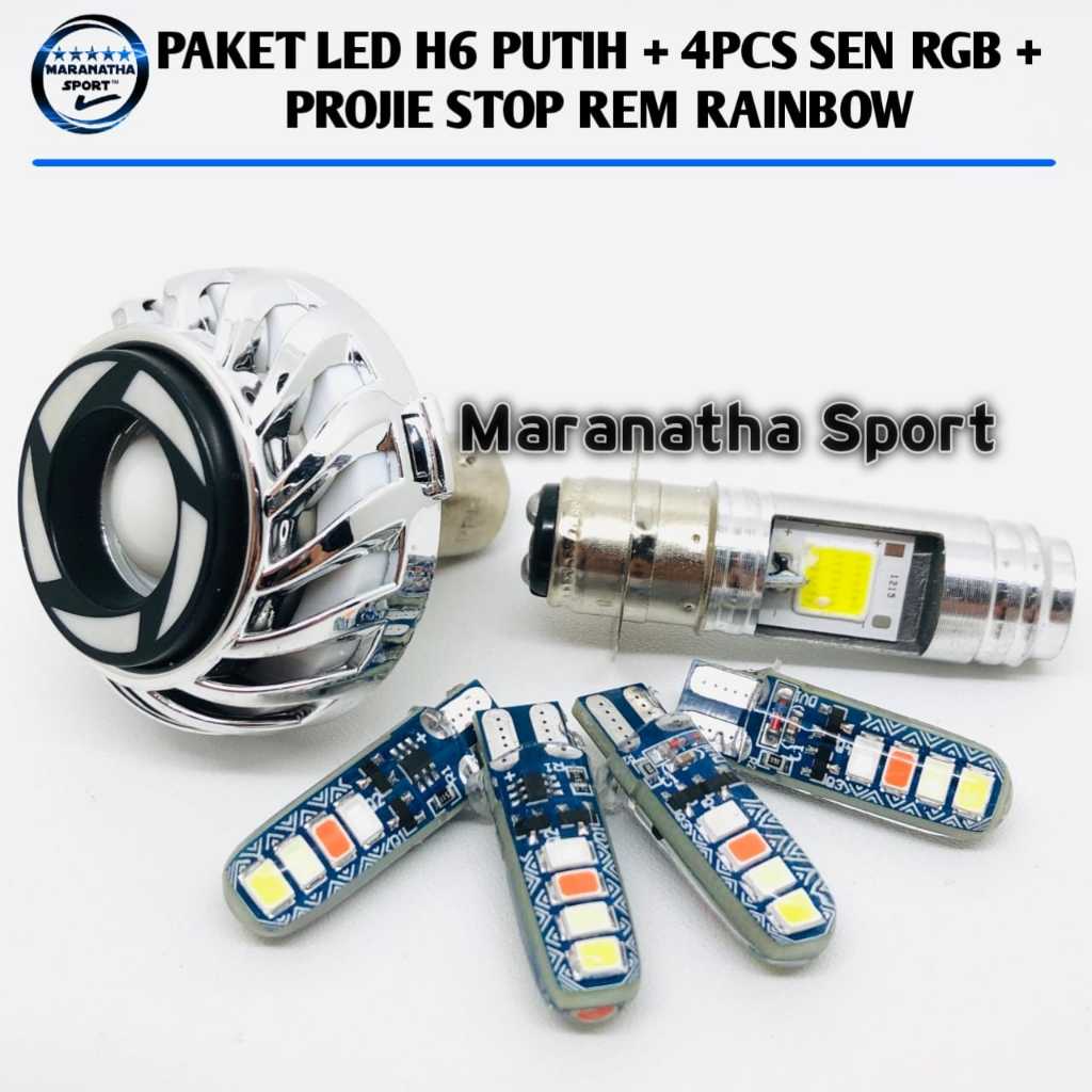 Jual (PAKET HEMAT LAMPU VARIASI 3IN1) LAMPU UTAMA LED 2 SISI AC DC+LAMPU STOP PROJIE +4PCS LAMPU ...