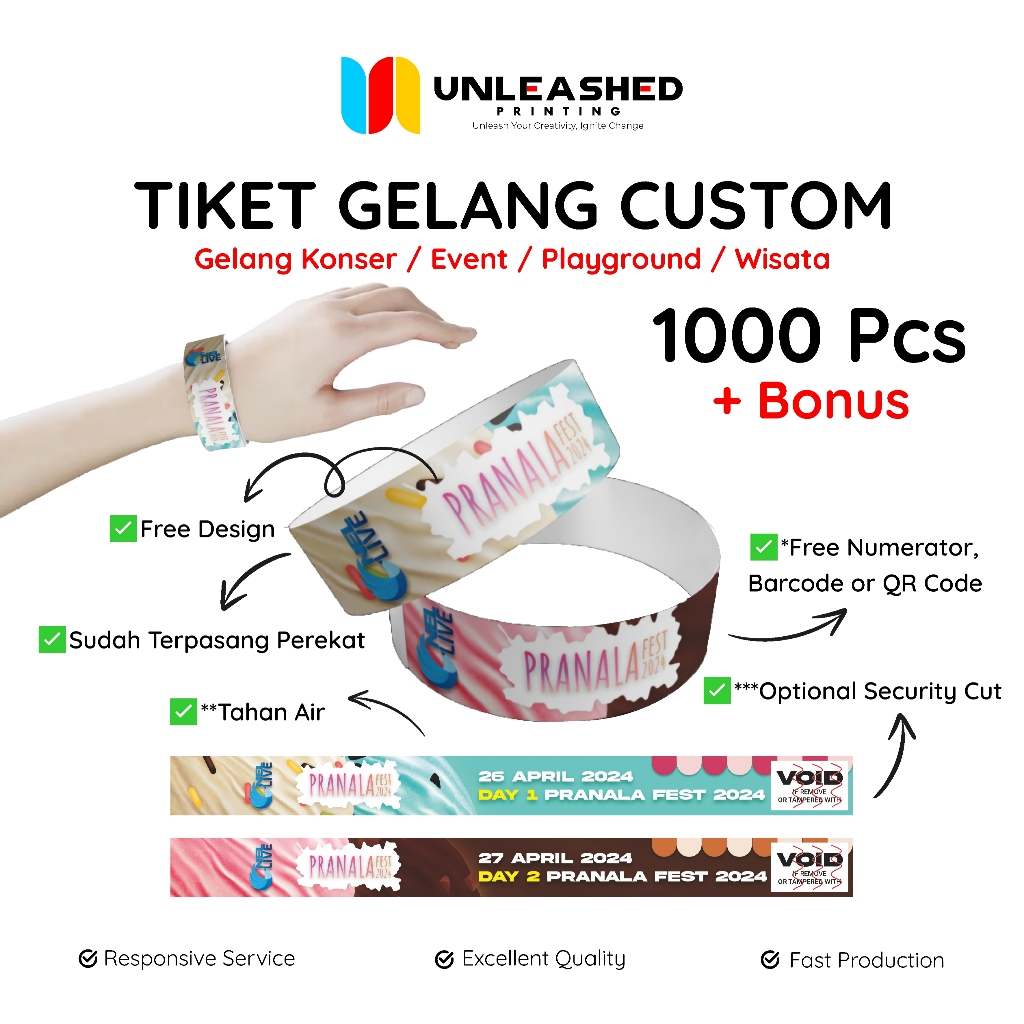 Jual 1000PCS TIKET GELANG CUSTOM | GELANG EVENT CUSTOM / PLAYGROUND ...