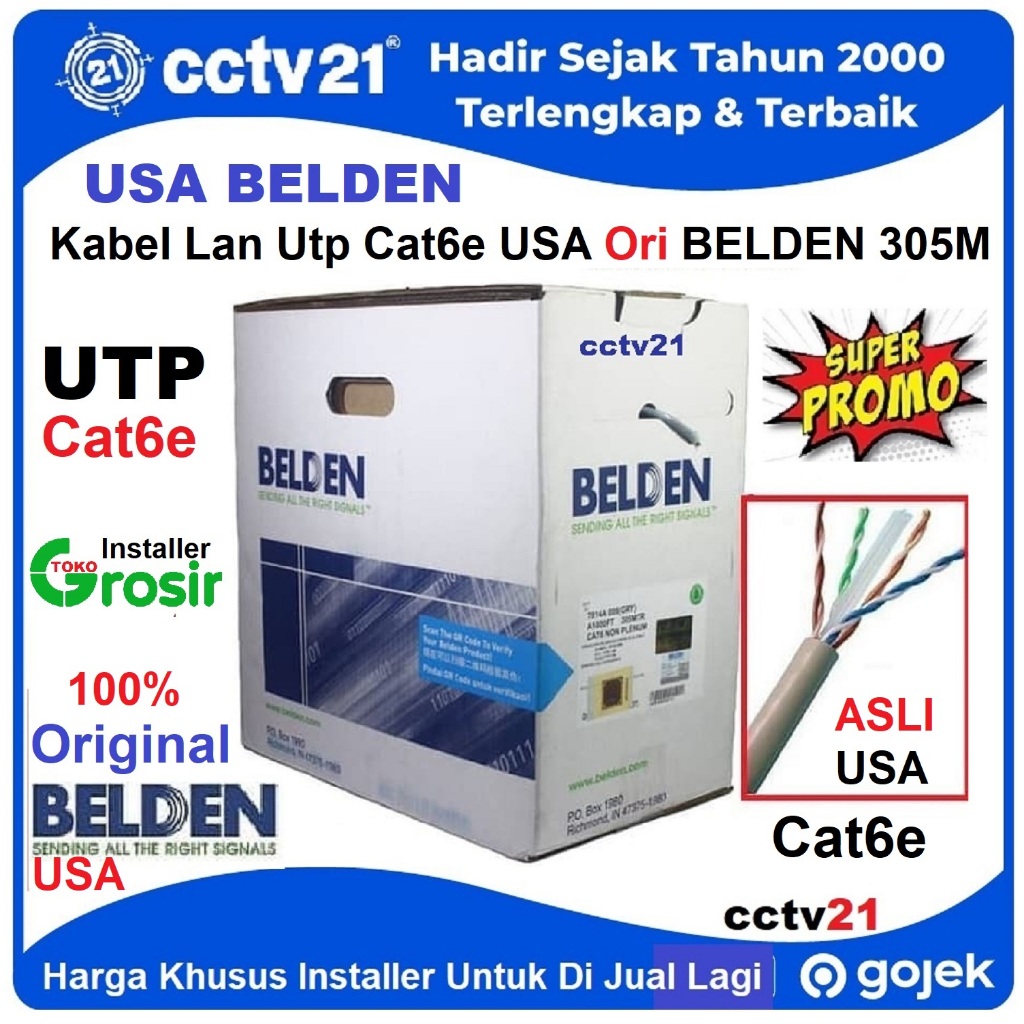 Jual Kabel CAT6E Cable Lan UTP Asli BELDEN USA Cat6 305M Ethernet ...