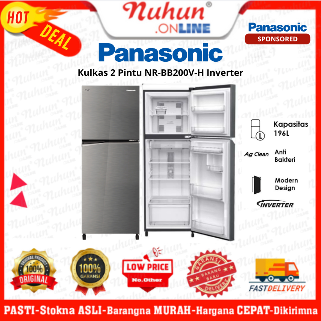Jual Kulkas 2 pintu Panasonic NR-BB200V-H Inverter | Shopee Indonesia