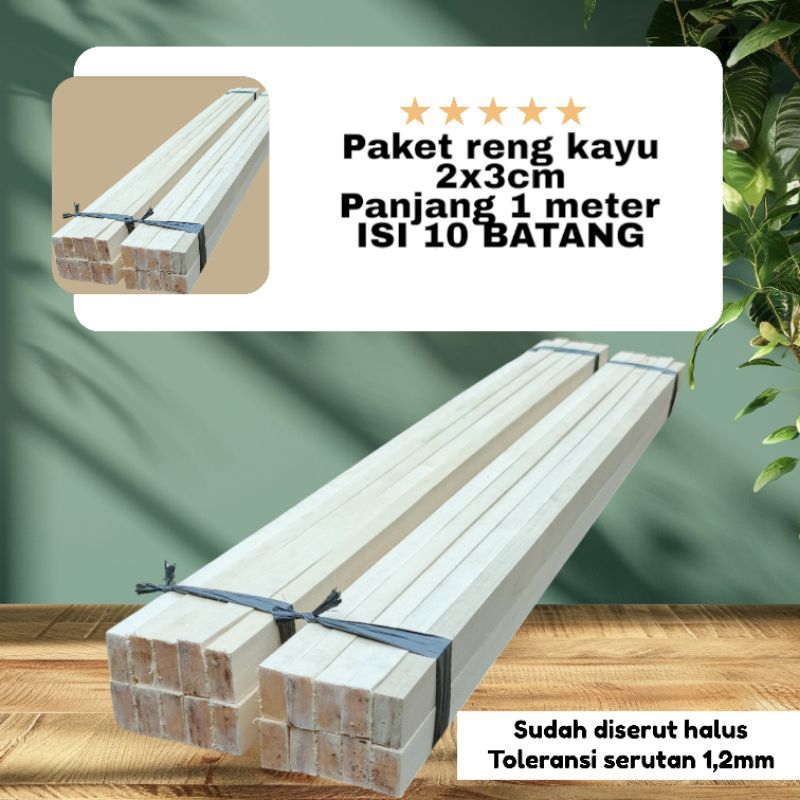 Jual Kayu Reng stik 2 x 3 panjang 100 cm paket 10 batang Kayu solid ...