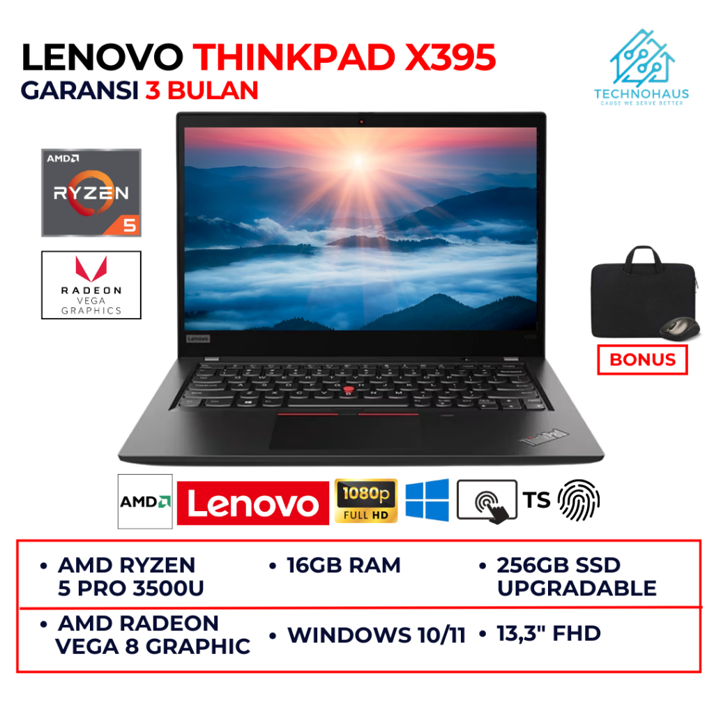 Jual LENOVO X395 AMD RYZEN 5 PRO 3500U RAM 16GB SSD 256GB TOUCHSCREEN ...