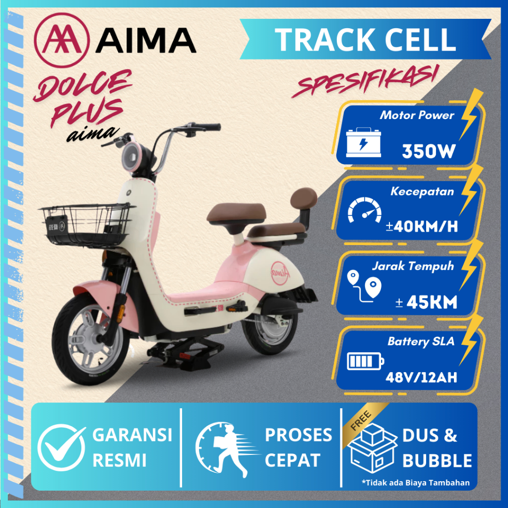 Jual Sepeda Listrik AIMA DOLCE PLUS 48V/12Ah 350-500 Peak Power/Watt Keranjang Garansi Resmi ...