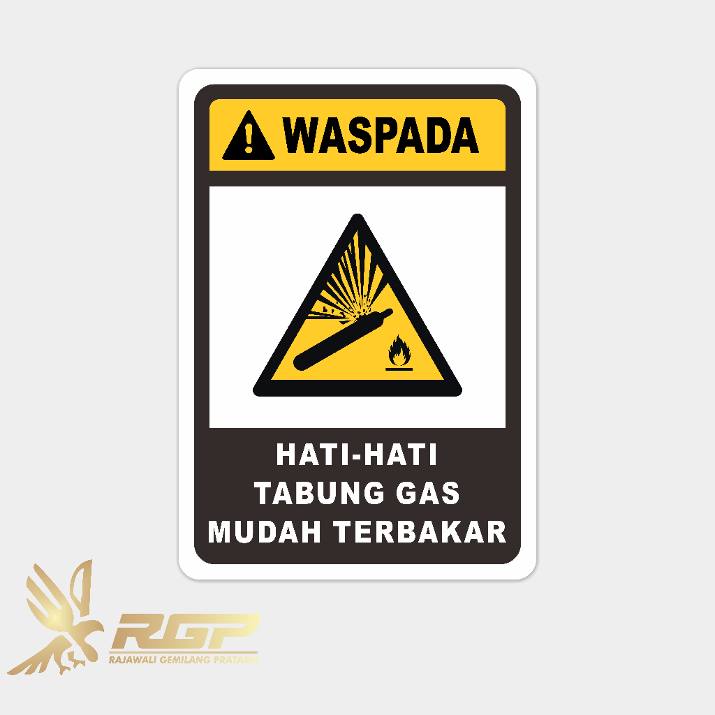 Jual Rambu K3 Waspada Hati Hati Tabung Gas Mudah Terbakar - Plat ...
