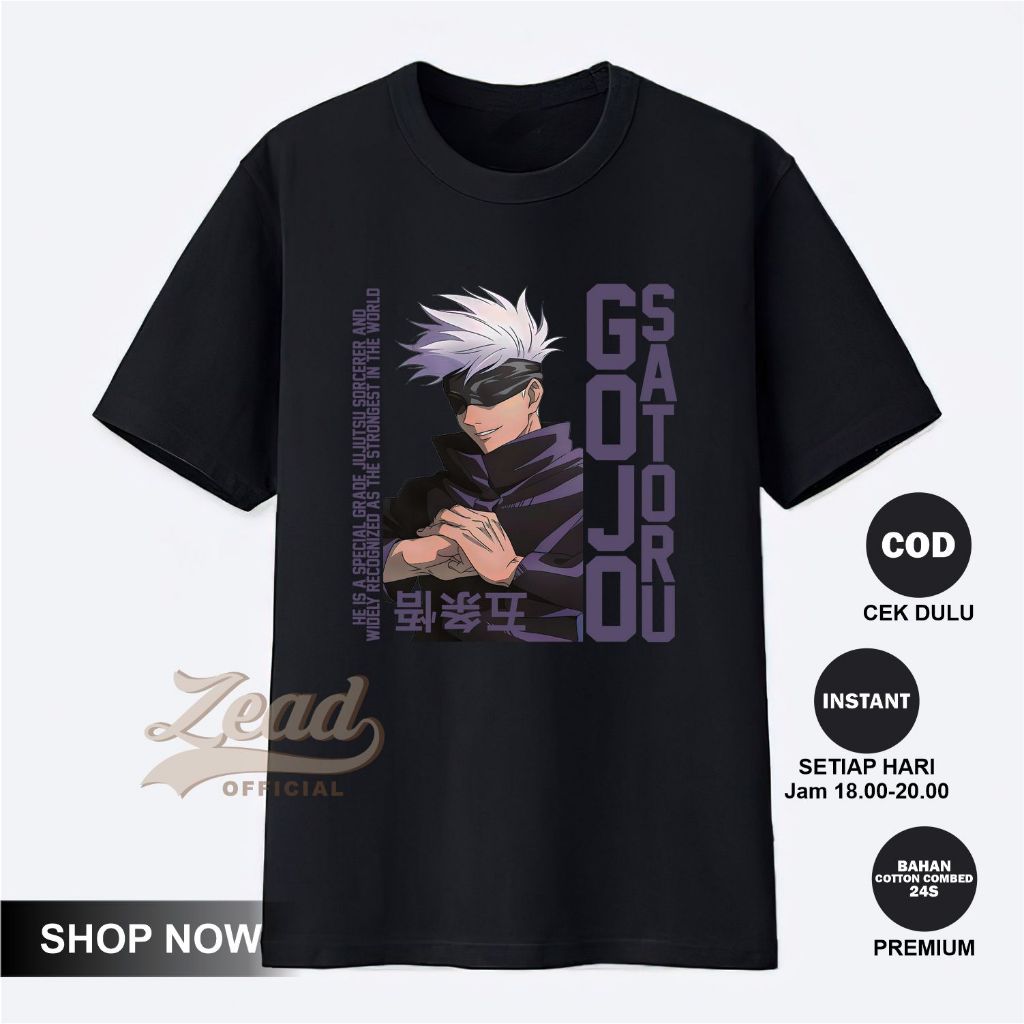 Jual ZEAD KAOS ANIME JUJUTSU KAISEN KAOS DISTRO GOJO SATORU TSHIRT BAJU ...