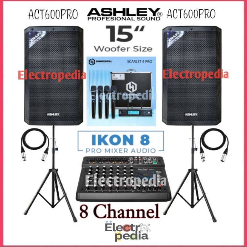 Jual Paket Sound System Speaker Aktif 15inch Ashley ACT600Pro Mixer ...