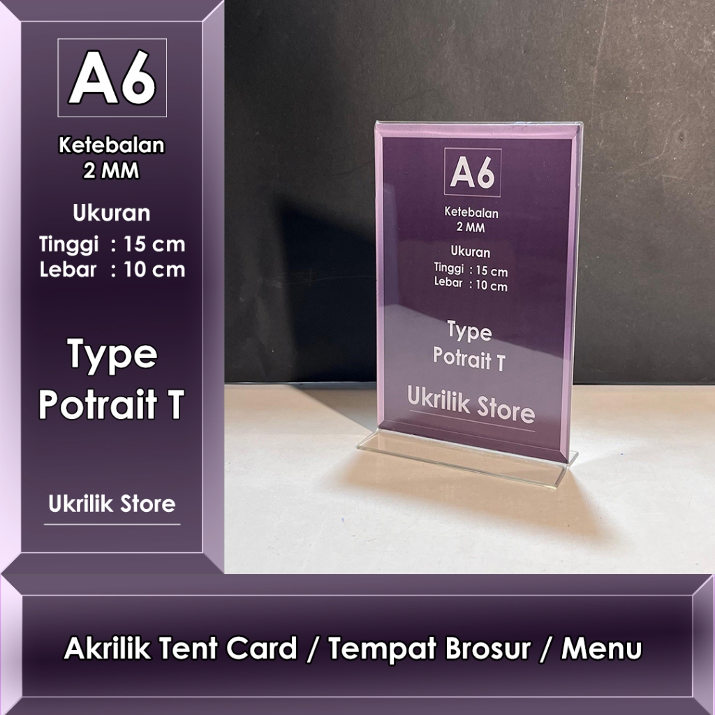 Jual Akrilik Tempat Brosur Menu Qris Ukuran A6 15cm x 10cm Potrait T ...