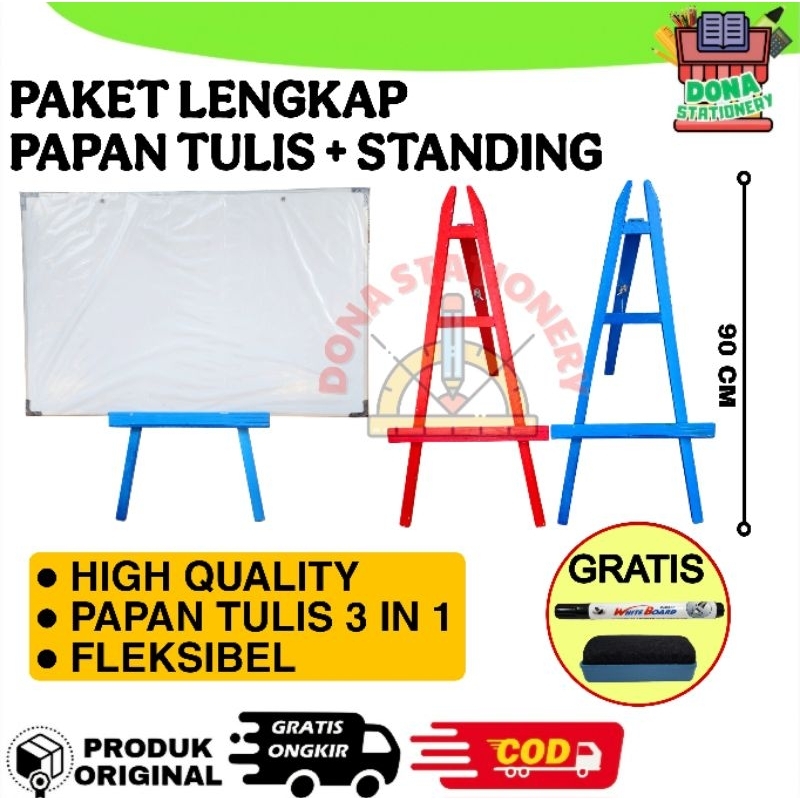 Jual 1 SET WHITEBOARD STANDING 80 × 120 CM | WHITEBOARD STANDING ...
