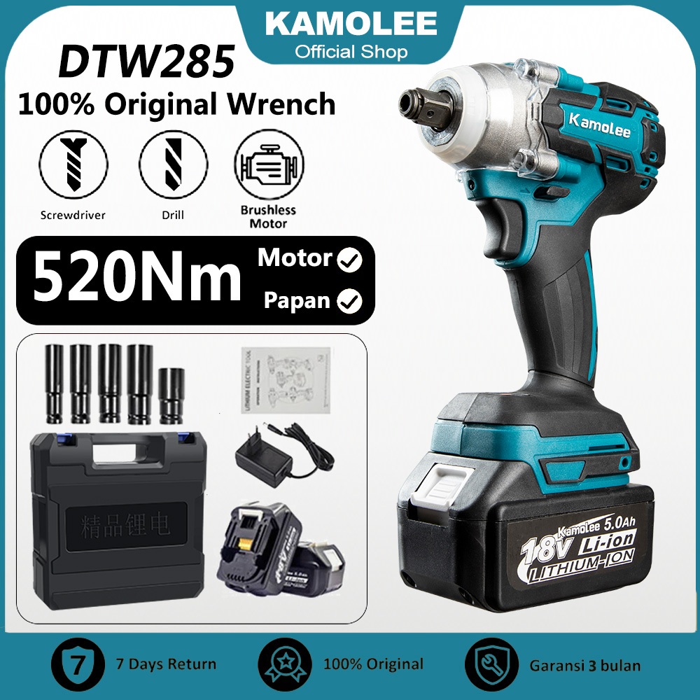 Jual Kamolee DTW285 520Nm Impact Wrench 1/2 Inch Brushless Cordless Kunci Impact /Kunci Pas ...