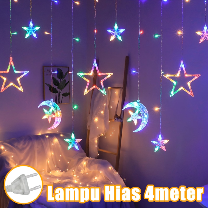 Jual Anbolt Lampu Ramadhan Lampu Hias Lampu LED Tirai Bintang 4Meter ...