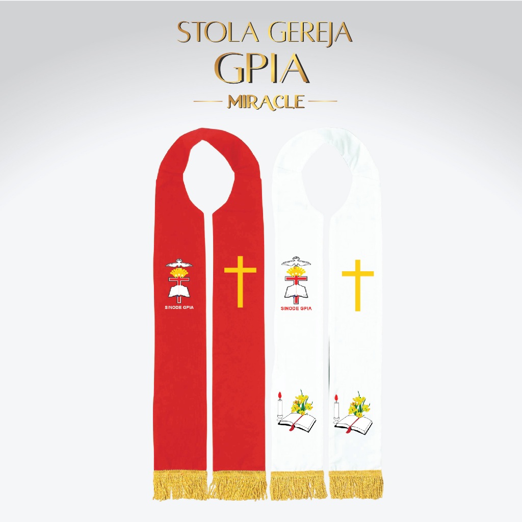 Jual Gereja Pantekosta Isa Almasih/GPIA - Stola Merah Putih Bordir ...