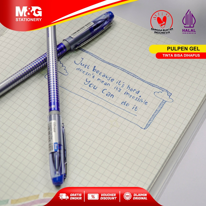 Jual M&G Pulpen Gel Bisa Dihapus Eraserable Gel Pen Blue 0.5mm With ...