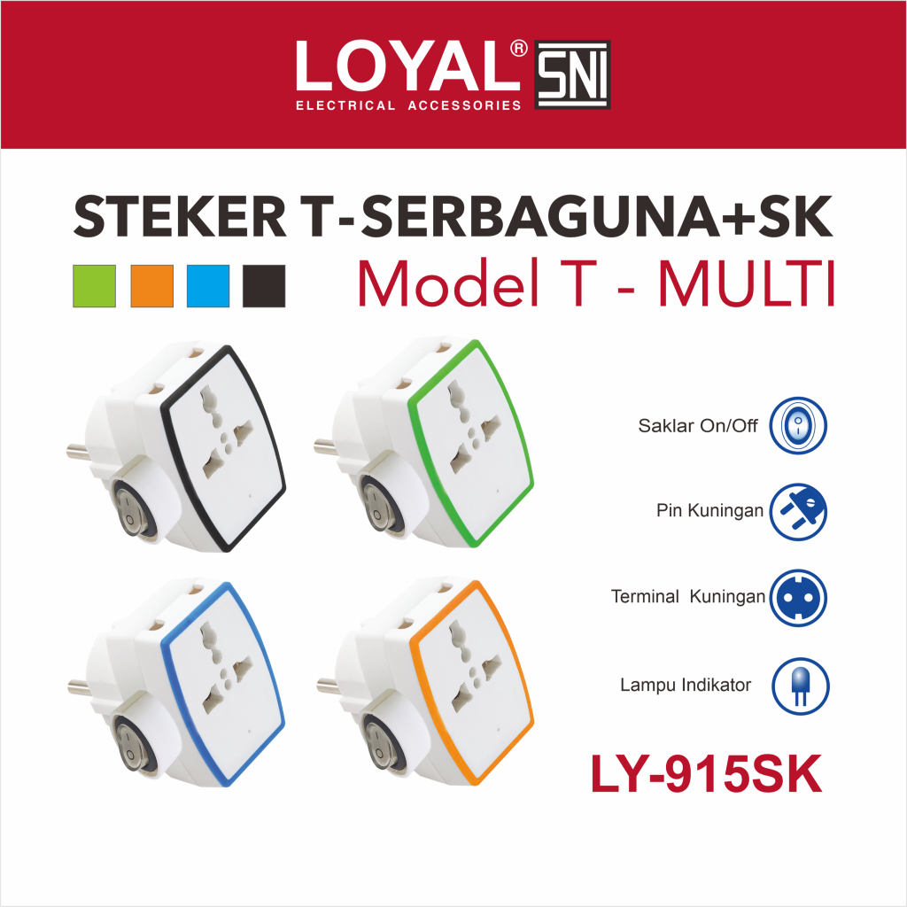 Jual Steker T-Serbaguna Model T-Multi + SAKLAR (LY-915SK) SNI | Shopee ...
