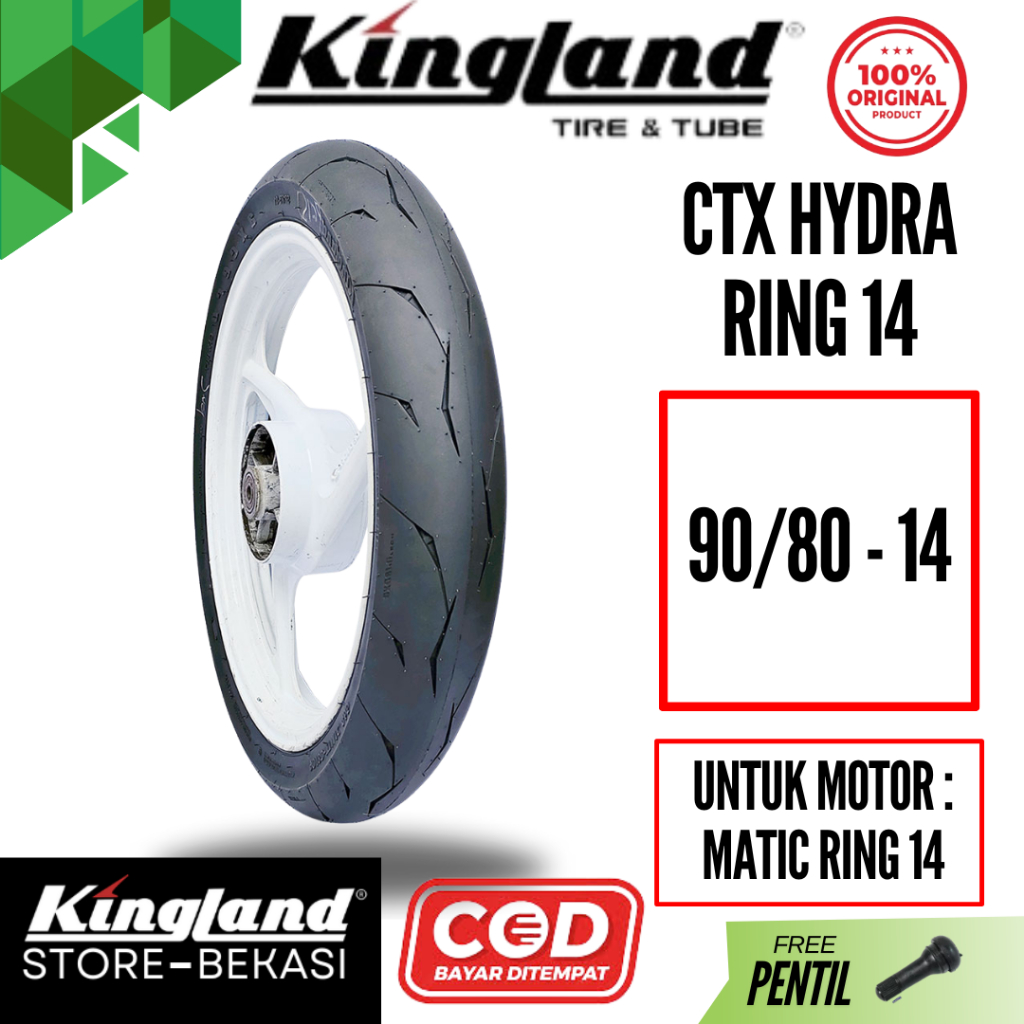 Jual Ban Tubeless Kingland CTX Hydra Ukuran 90/80 Ring 14 dan Ring 17 ...