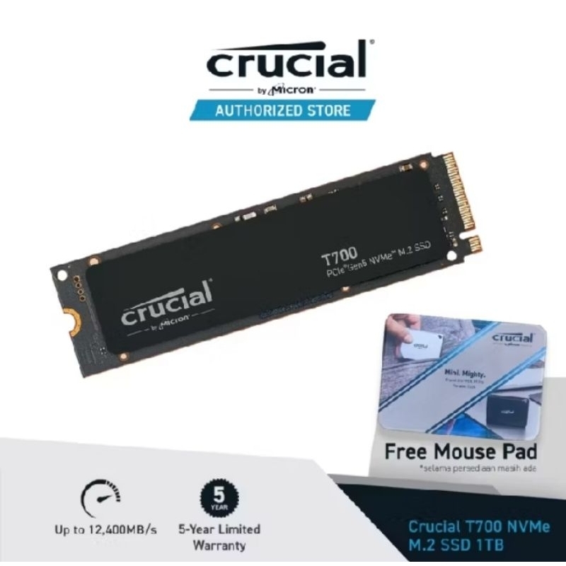 Jual Crucial SSD T700 1TB 2TB PCIe Gen 5 NVMe M.2 SSD Non Heatsink ...
