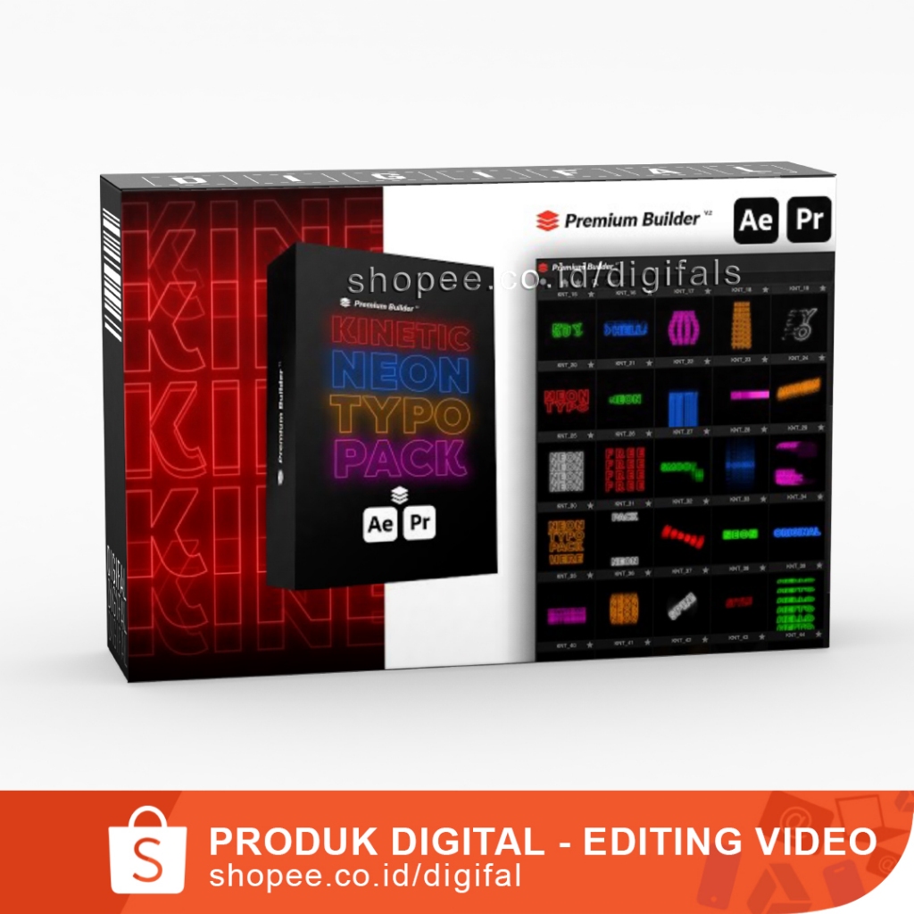 Jual Premium Builder Kinetic Neon Typo Pack - Premiere Pro & After ...