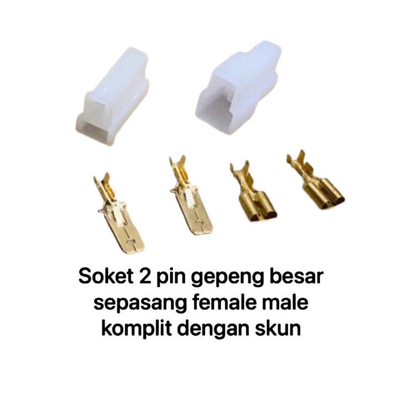 Jual Soket Kabel 2 Pin Besar Female Male Komplit Skun Soket Mobil Soket ...