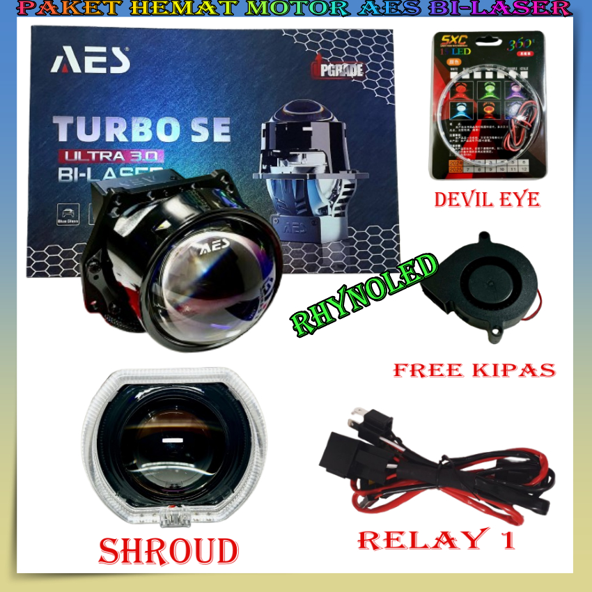 Jual PAKET MOTOR BILED PROJETOR BI-LASER AES ULTRA 3 INCH TIR ...