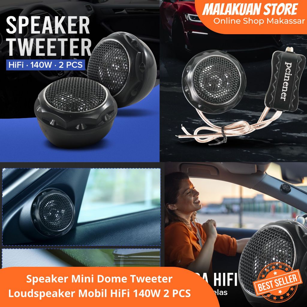 Jual Speaker Mini Dome Tweeter Loudspeaker Mobil HiFi 140W 2 PCS ...