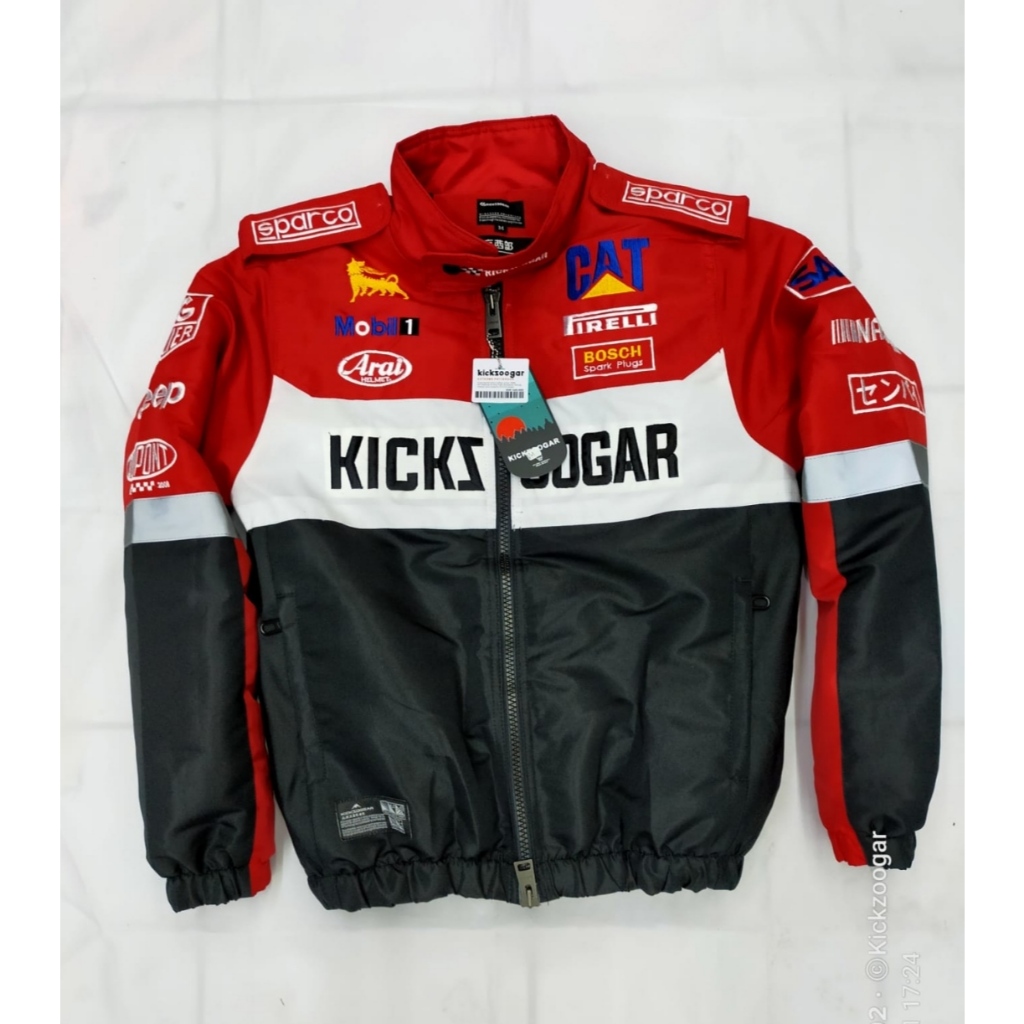 Jual kicksoogar jaket pria motor nascar tebal bordir merah | Shopee ...