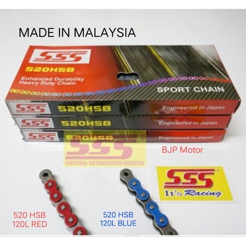 Jual Rantai SSS 520 HSB 120L Biru / Blue dan Merah / Red Original SSS ...
