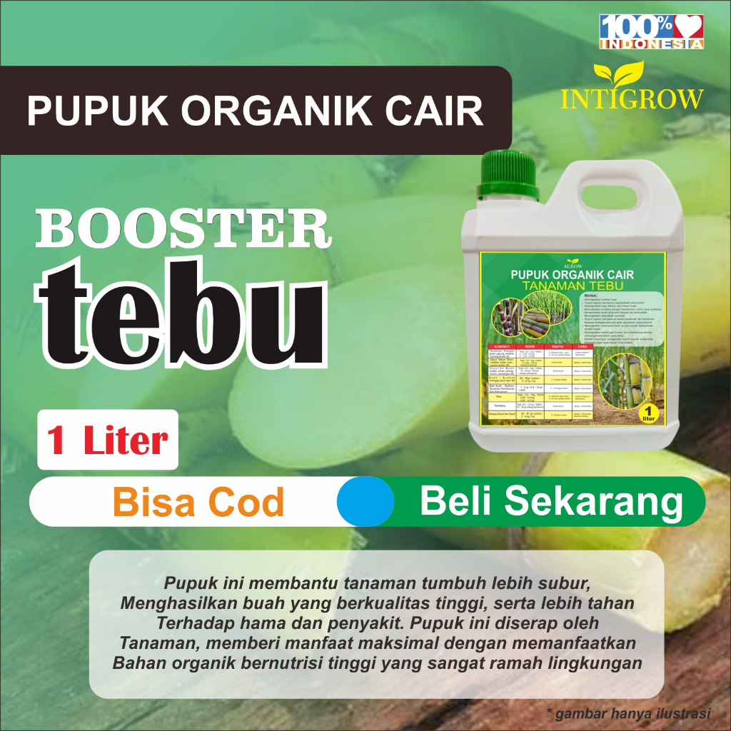 Jual booster tebu1 liter, pupuk organik cair khusus tanaman tebu kemasan jerigen 1 liter ...