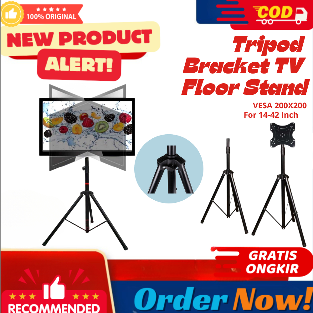 Jual Fidck Tripod Bracket TV Floor Stand VESA 200x200 for 14-42Inch TV Penyangga Monitor Lantai ...