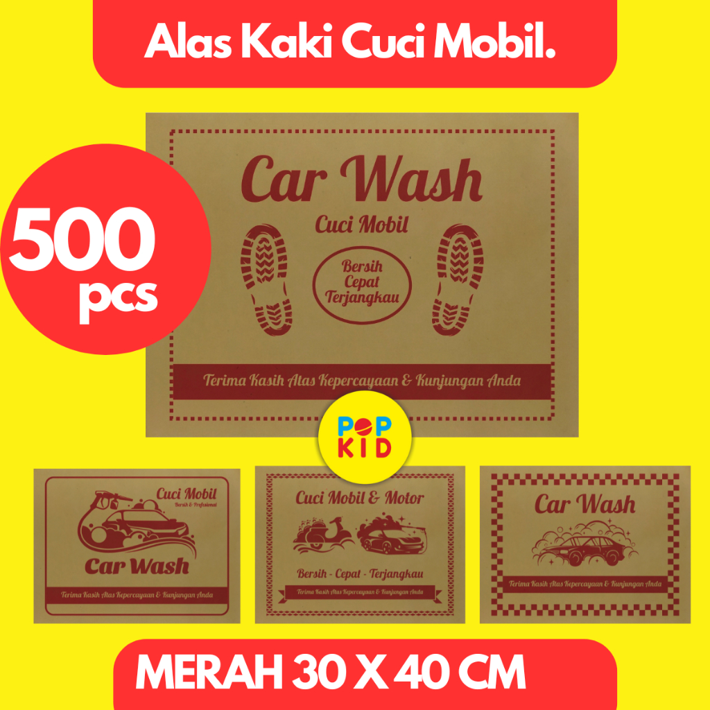 Jual PROMO PAKET 500 PCS KERTAS ALAS KAKI CUCI MOBIL WARNA MERAH ...