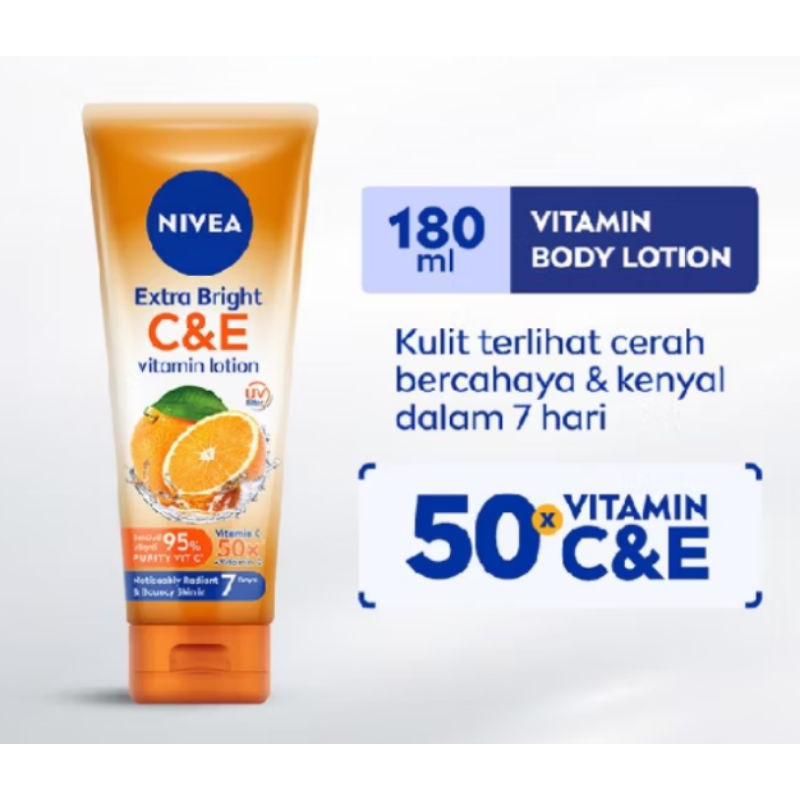Jual Nivea Extra Bright C&E Vitamin Body Lotion Orange 180ml | Shopee Indonesia