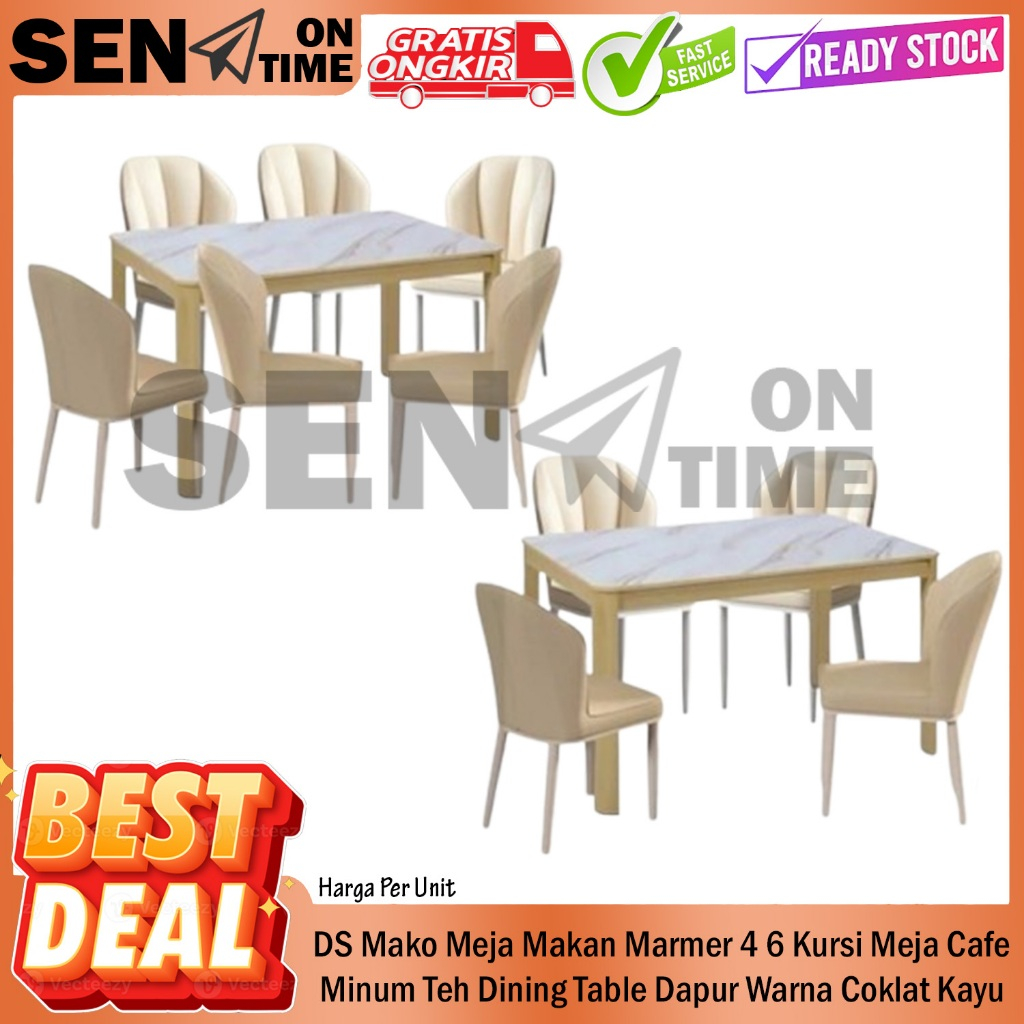 Jual DS Mako Meja Makan Marmer 4 6 Kursi Meja Cafe Minum Teh Dining ...