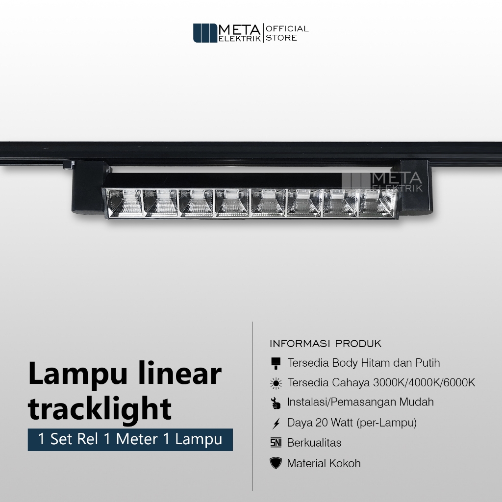 Jual Paket lampu rel track 20 watt rel 1M + lights bar 1 set 20W ...