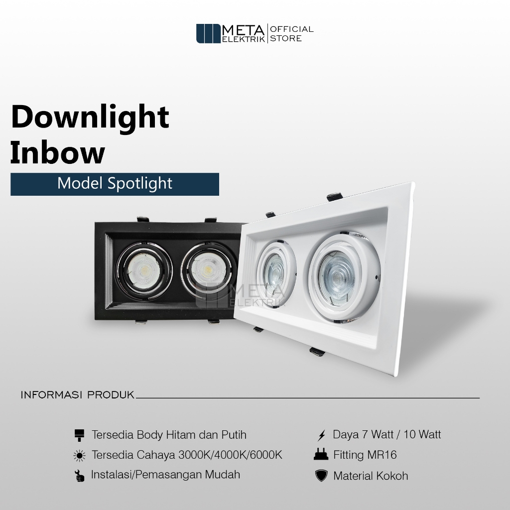 Jual Rumah lampu downlight 2 fitting MR16 kap lampu kotak double | Shopee Indonesia