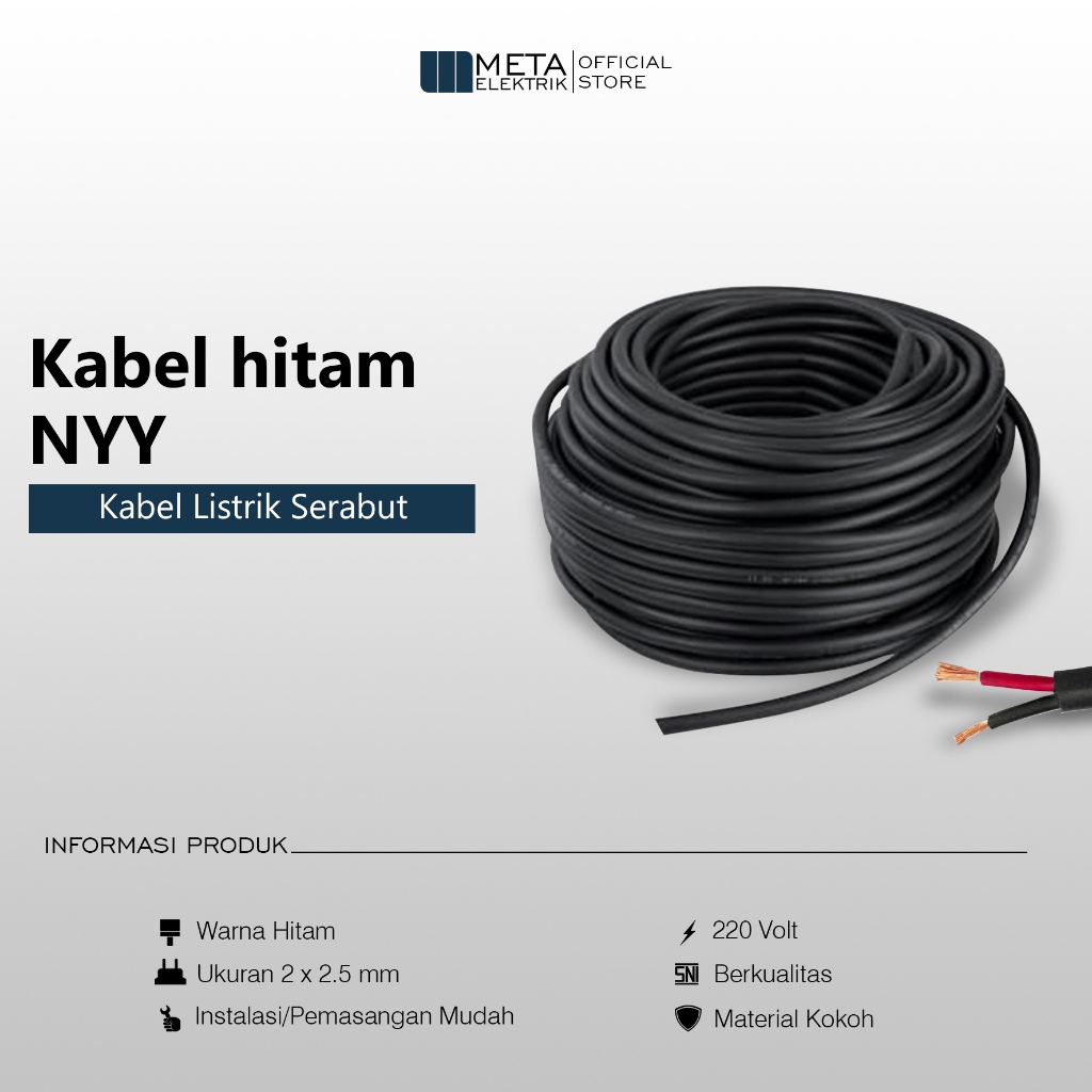 Jual Kabel listrik rambut 2 x 2.5 NYY kabel rambut per meter | Shopee ...