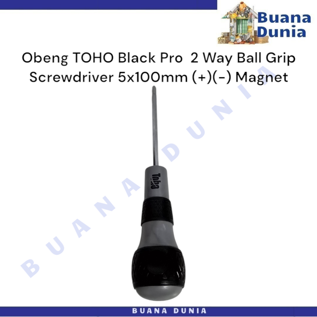 Jual Obeng TOHO Black Pro Ball Grip 5x100mm | Obeng 2 Way ...