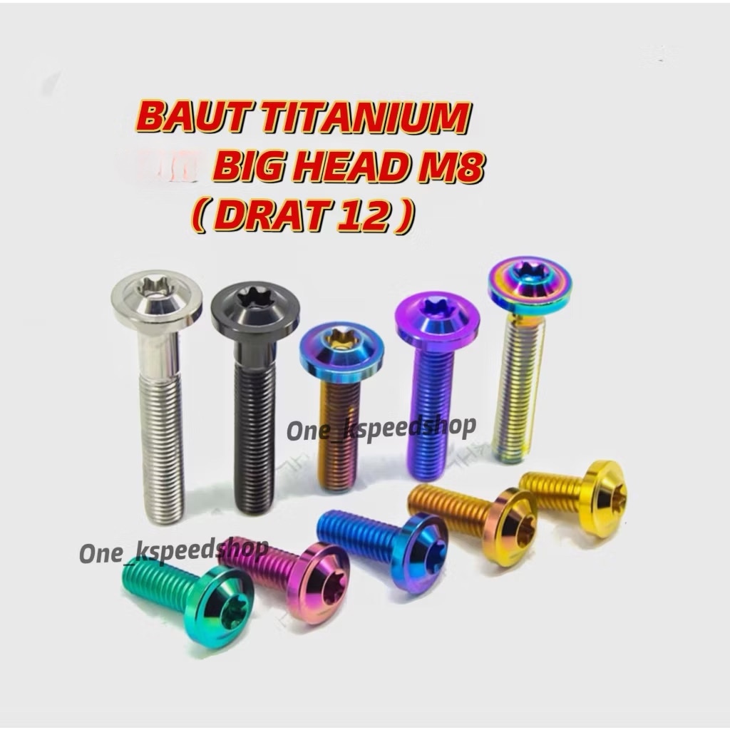 Jual BAUT TITANIUM BIG HEAD M8 DRAT 12 8x35mm 8x20mm,8x15mm,8x30mm ...