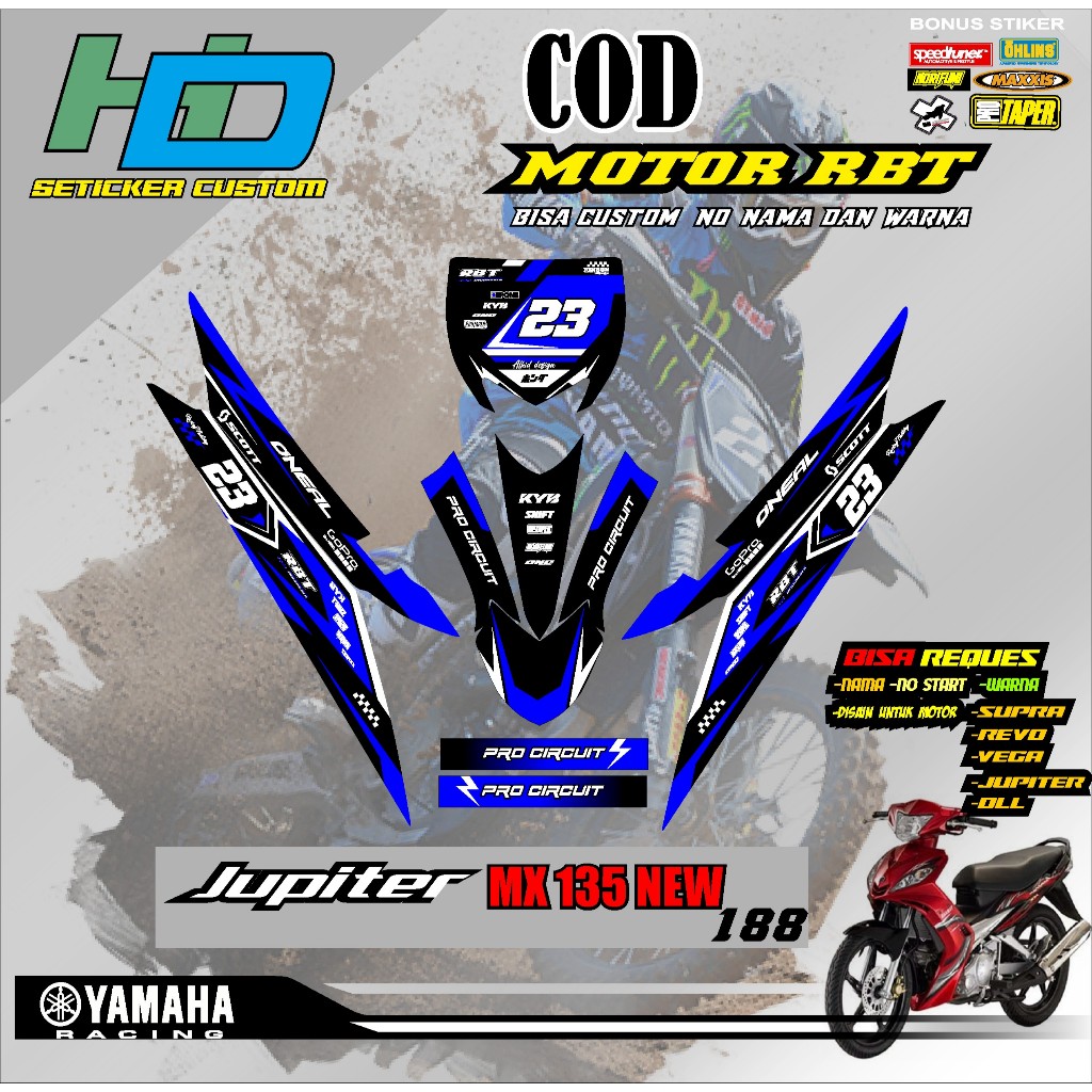 Jual Sticker Striping RBT MOTOR JUPITER MX 135 NEW SEMI FULL BODY Motor ...