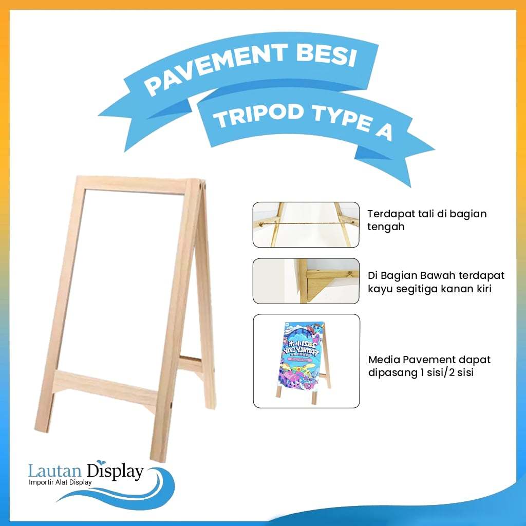 Jual Standing Banner Kayu Segitiga Lipat Stand Banner Pavement Signage ...