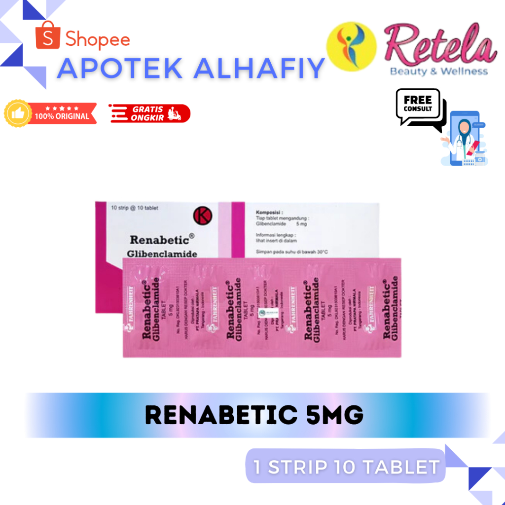 Jual RENABETIC 5MG 1 STRIP 10 TABLET | Shopee Indonesia