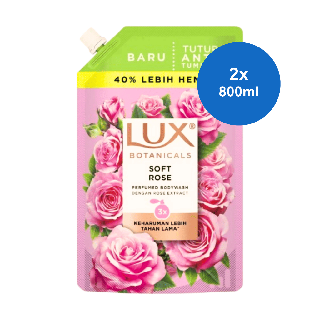 Jual Lux Botanicals Body Wash Refill Soft Rose Kulit Lembut 2 x 800ml | Shopee Indonesia
