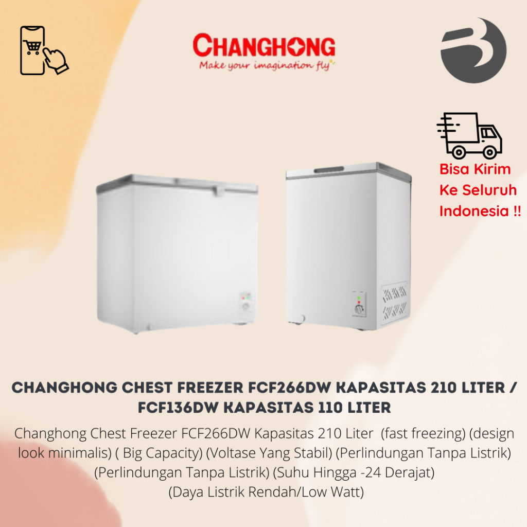 Jual Changhong Chest Freezer FCF266DW Kapasitas 210 Liter / FCF136DW ...