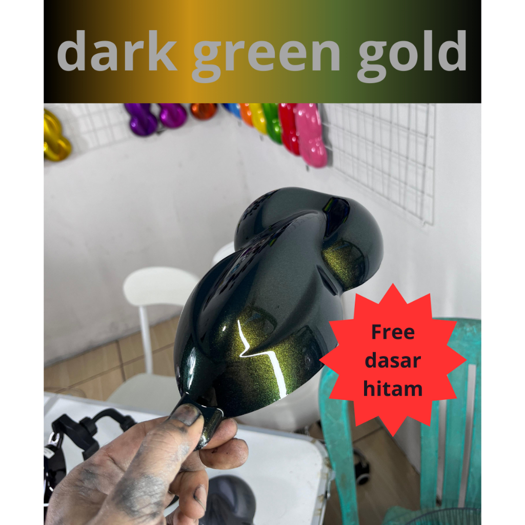 Jual Cat dark green gold bahan PU 250ml free dasar hitam pu 250ml ...