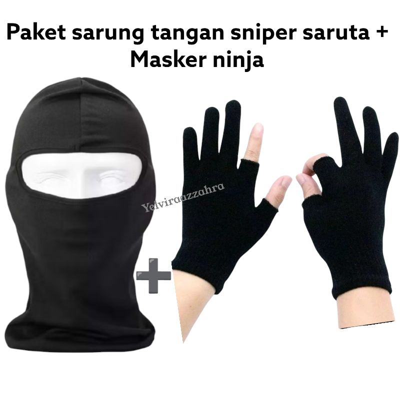 Jual paket berkendara motor sarung tangan dan masker ninja balaclava ...